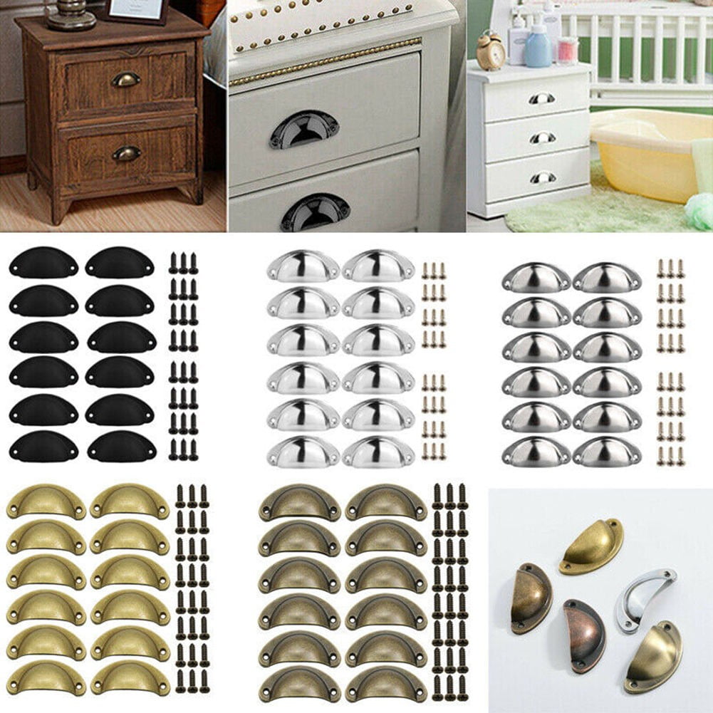 12 Pcs Cup Pull Shell Handles Half Moon Kitchen Cupboard Cabinet Door ...