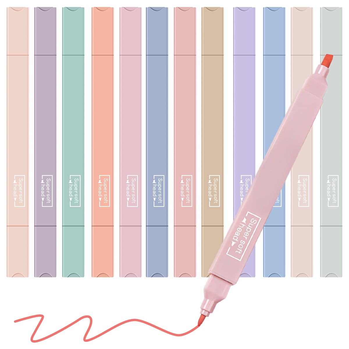 Protoiya Curve Highlighter with 10 Pattern Shapes, Dual Tip Point, 12 ...