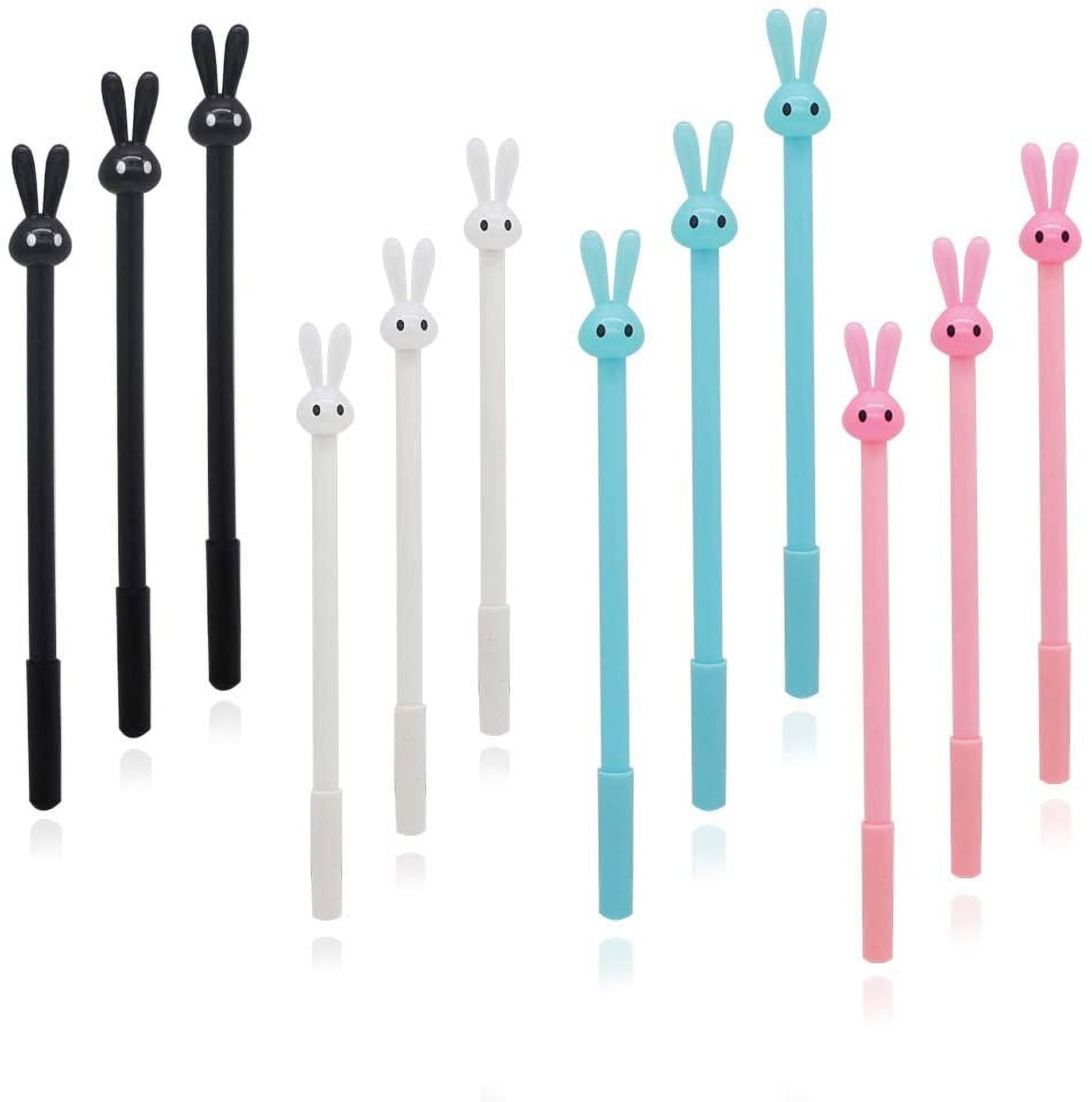 12 Pcs Cute Kawaii Fun Pens, 0.5mm Cartoon Rabbit Bunny Black Ink ...