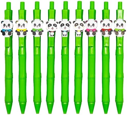 12 Pcs Cute Panda Bear Pens Retractable Green Bamboo Kawaii Panda Gel ...