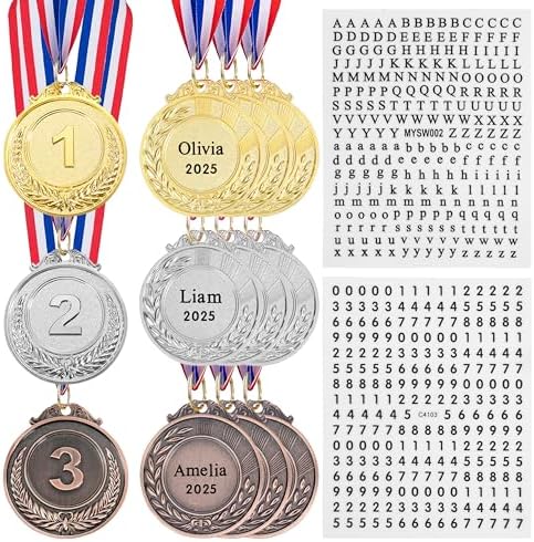 12-Pcs DIY Award Medals (Gold/Silver/Bronze): 1st/2nd/3rd place medals ...