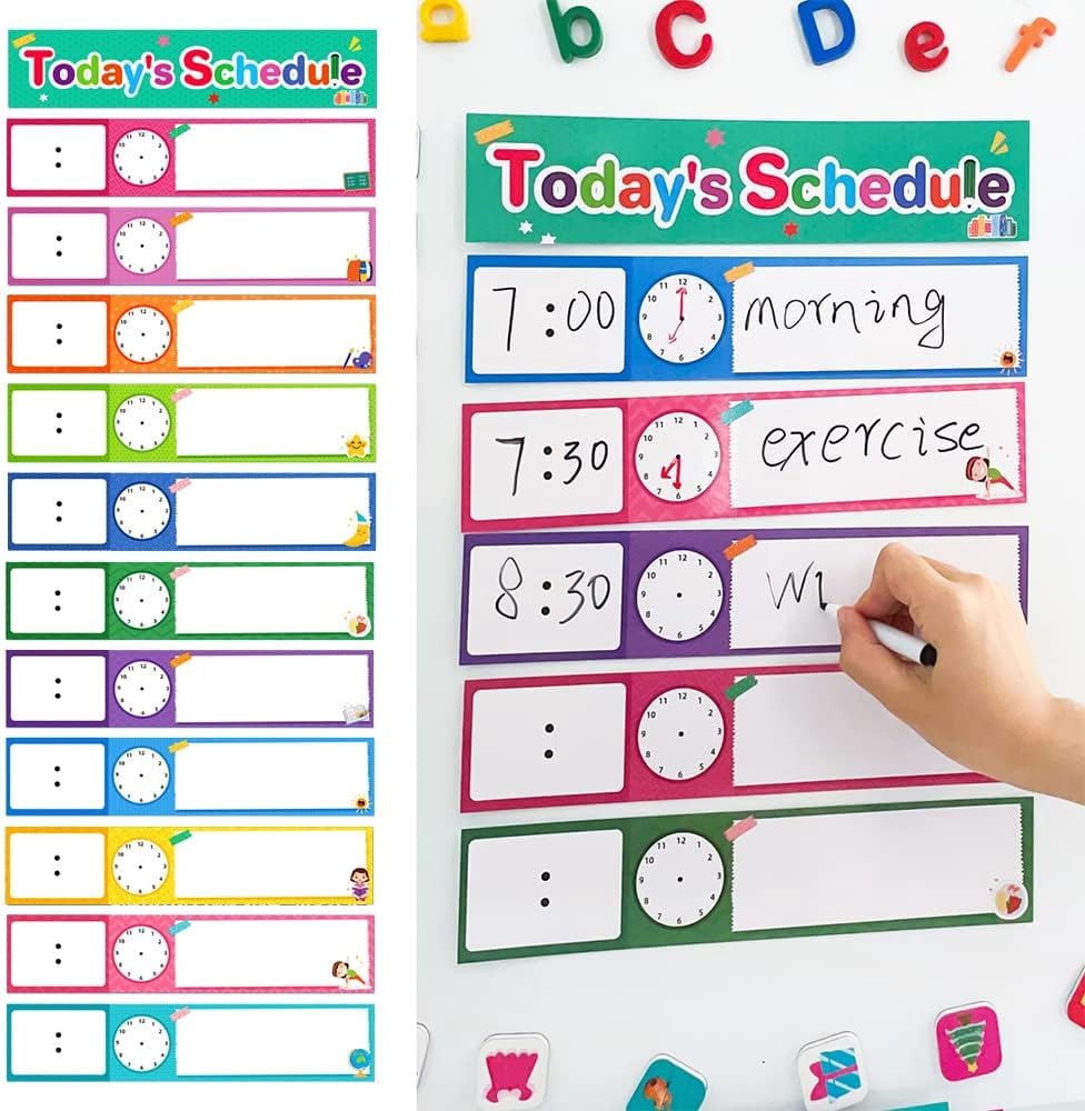 12 Pcs Daily Routines Schedule Cards, Schedule Pocket Chart Add-ons ...