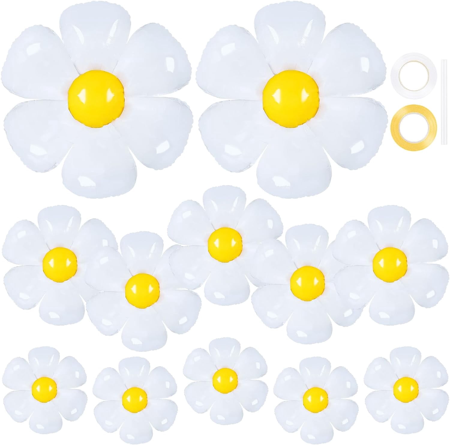 12 Pcs Daisy Balloons,Large Daisy Foil Balloons, Daisies Party ...