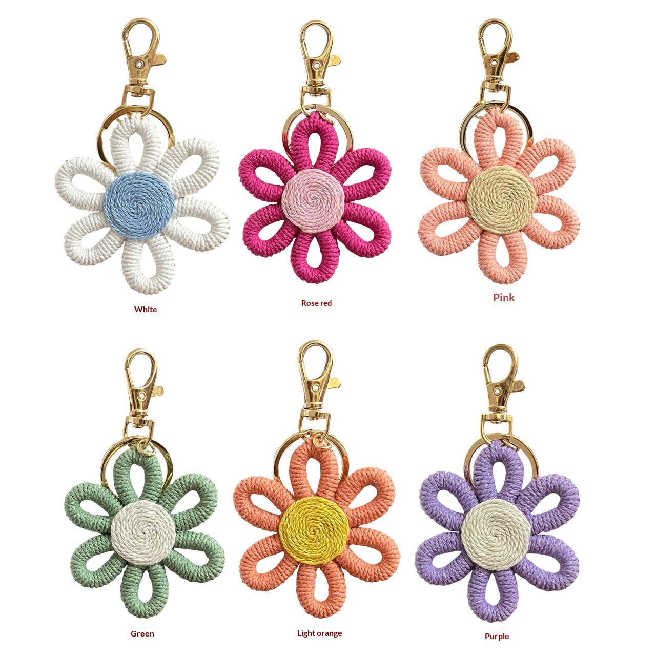 12 Pcs Daisy Party Favors Boho Woven Flowers Keychains Daisy Keychain ...