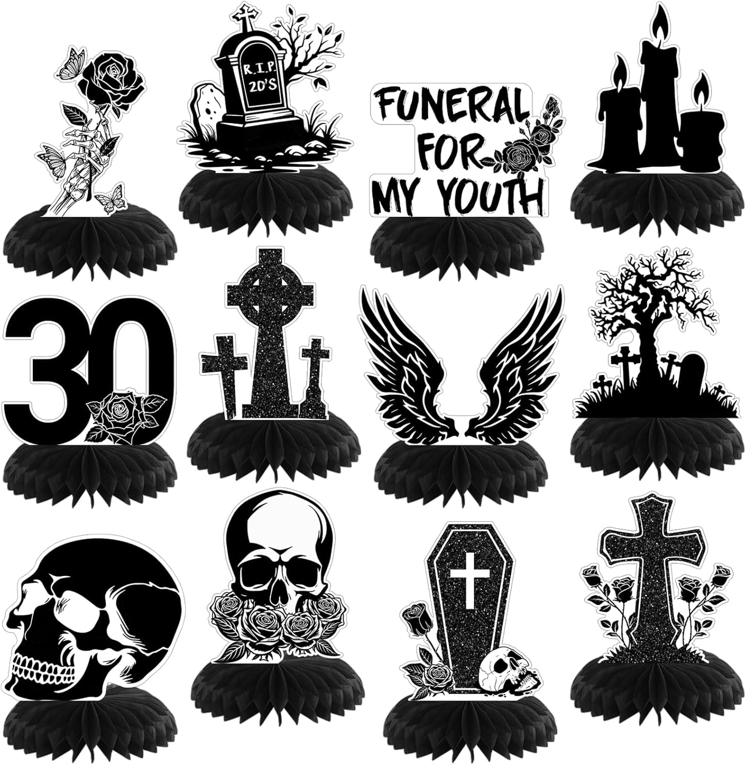 12 Pcs Death to My 20s Decorations 30th Birthday Party Decoration Rip ...