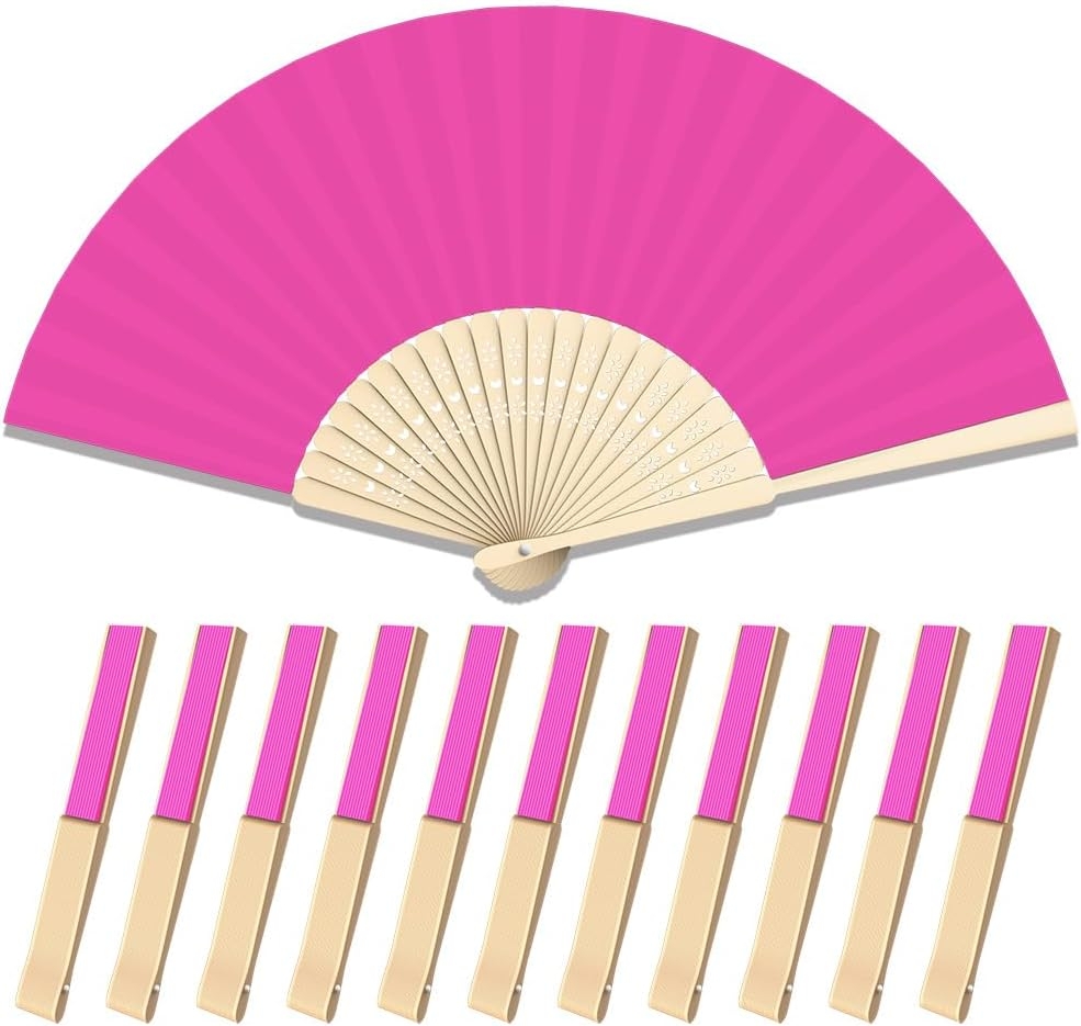 12 Pcs Decorative Hand Fan Foldable, 8.3 Inch Folding Fan Line Dancing ...