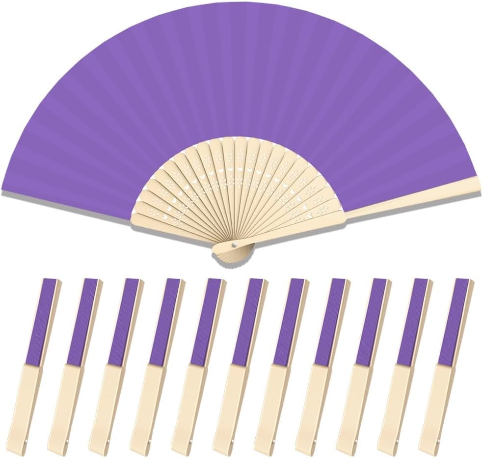 12 Pcs Decorative Hand Fan Foldable, 8.3 Inch Folding Fan Line Dancing ...