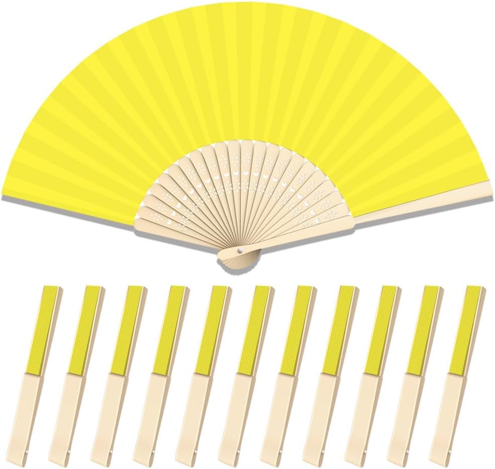 12 Pcs Decorative Hand Fan Foldable, 8.3 Inch Folding Fan Line Dancing ...