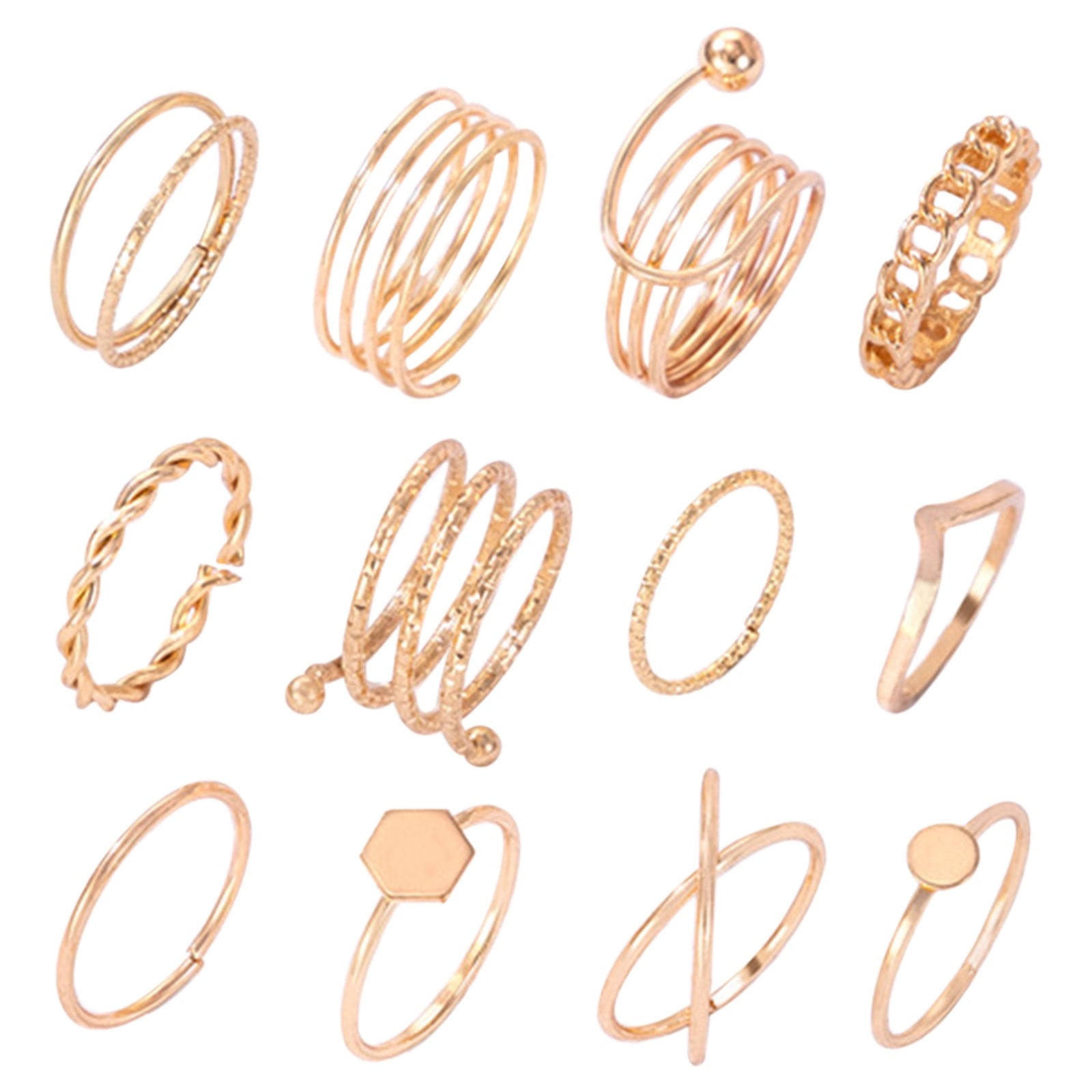 12 Pcs Delicate Stacking Rings Set Gold Stackable Boho Finger Rings ...