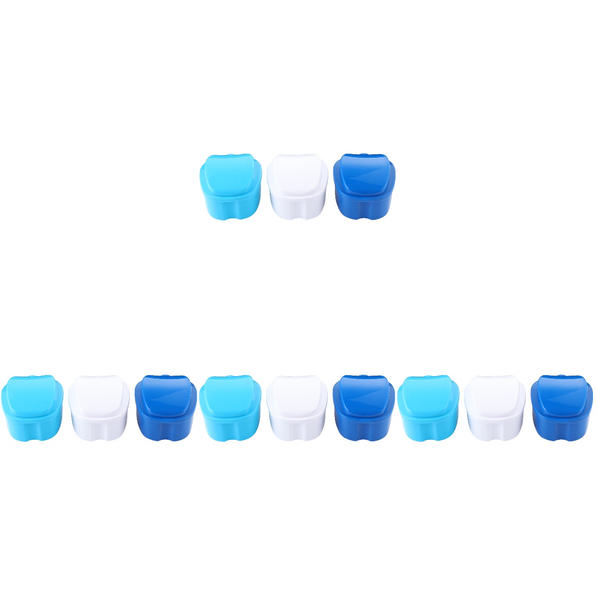 12 Pcs Denture Box Storage Case Cleaning Fake Teeth Cups Bath Plastic ...