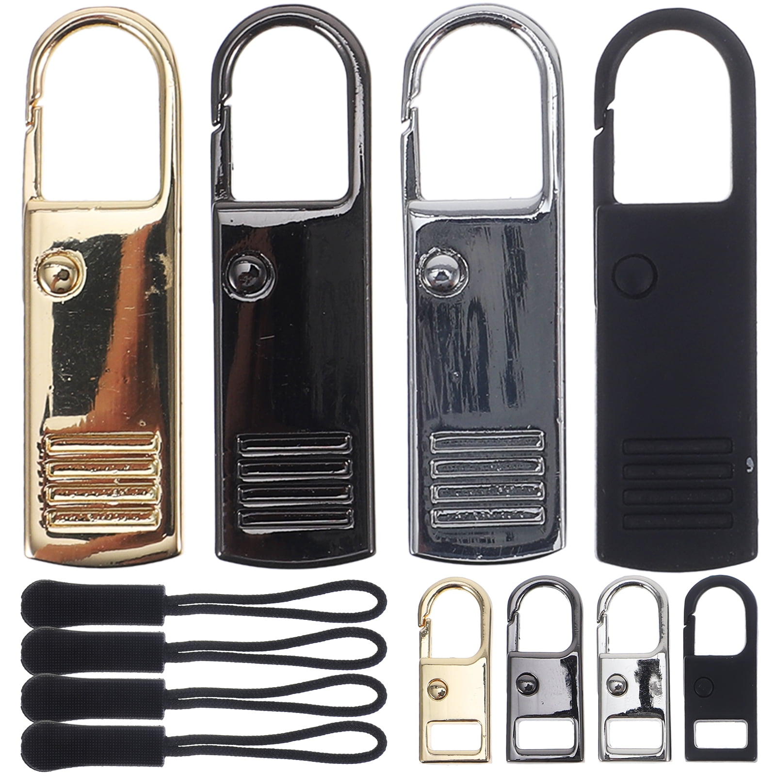 12 Pcs Detachable Zipper Pull Replacement Set Tag Metal Puller DIY Tab ...
