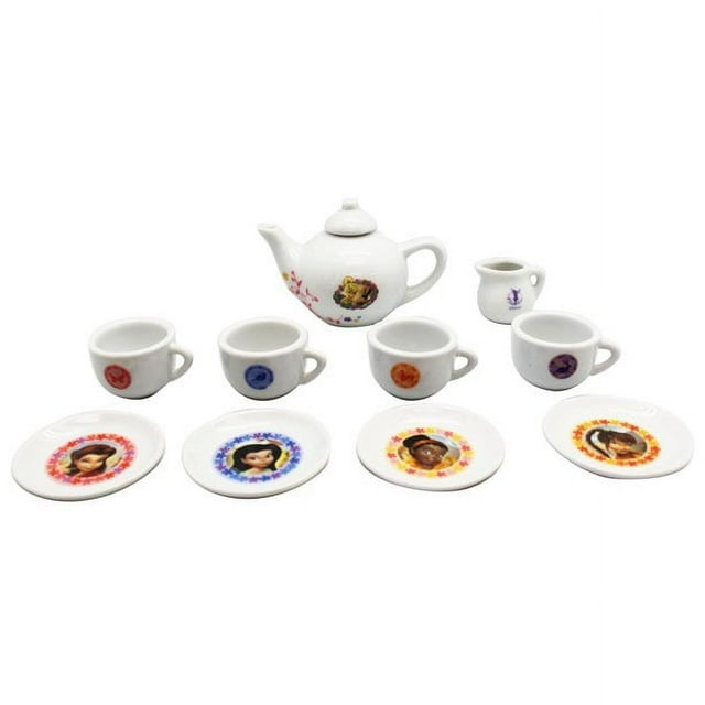 Disney 12 Pcs Tinkerbell Porcelain Tea Party Set with Teapot, Cups ...