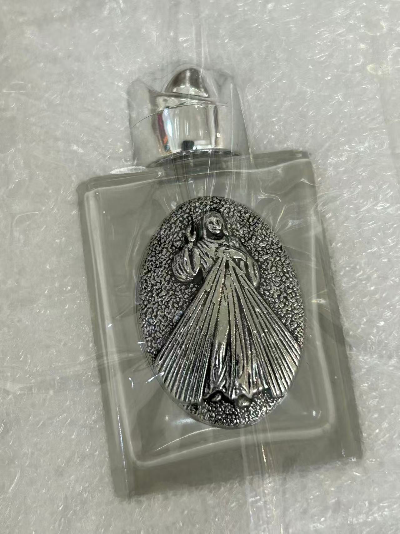12 Pcs Divine Mercy Glass Holy Water Bottles 0.5 Fl oz Embossed Glass ...