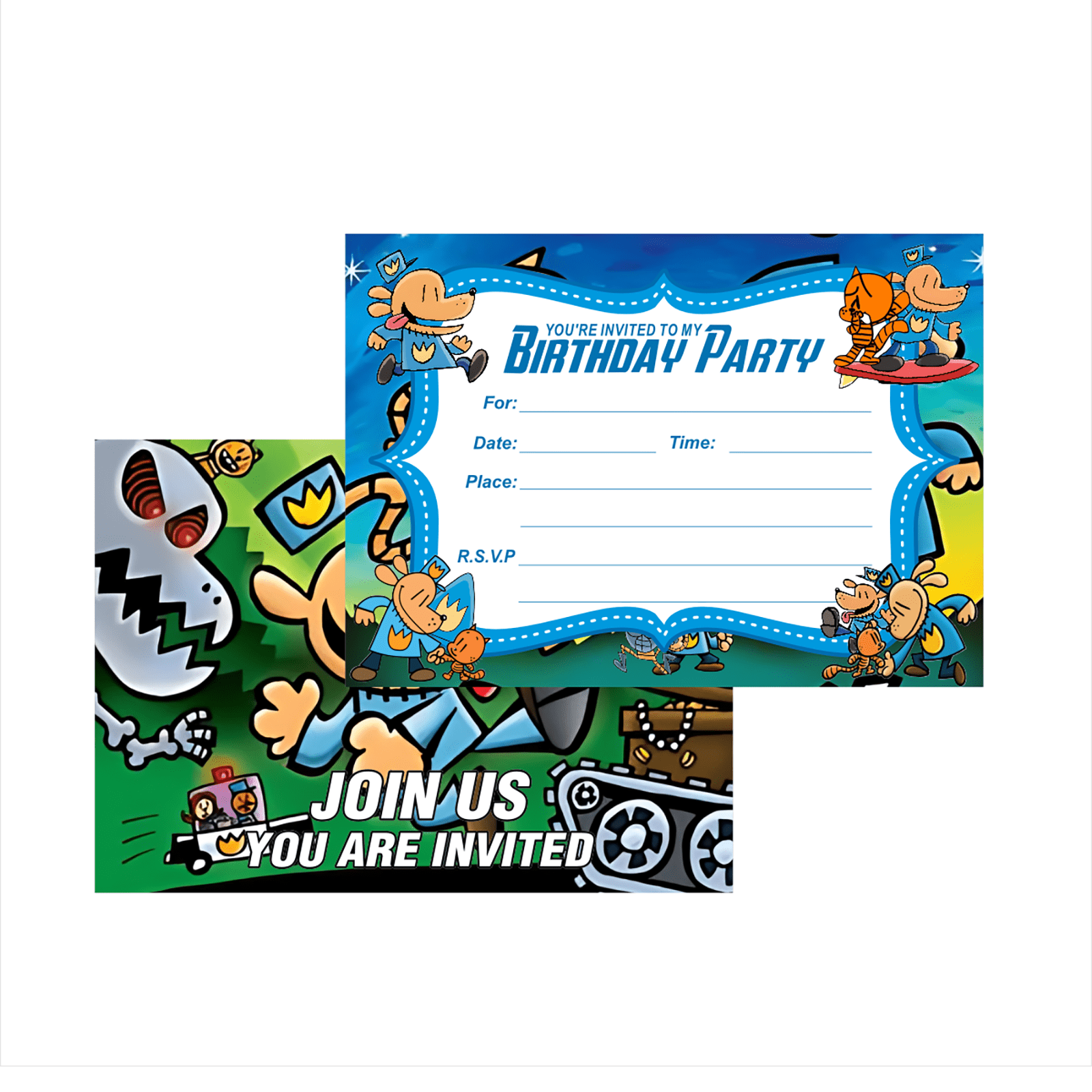 12 Pcs Dog Man Cartoon Theme Birthday Party Invitation Cards for ...