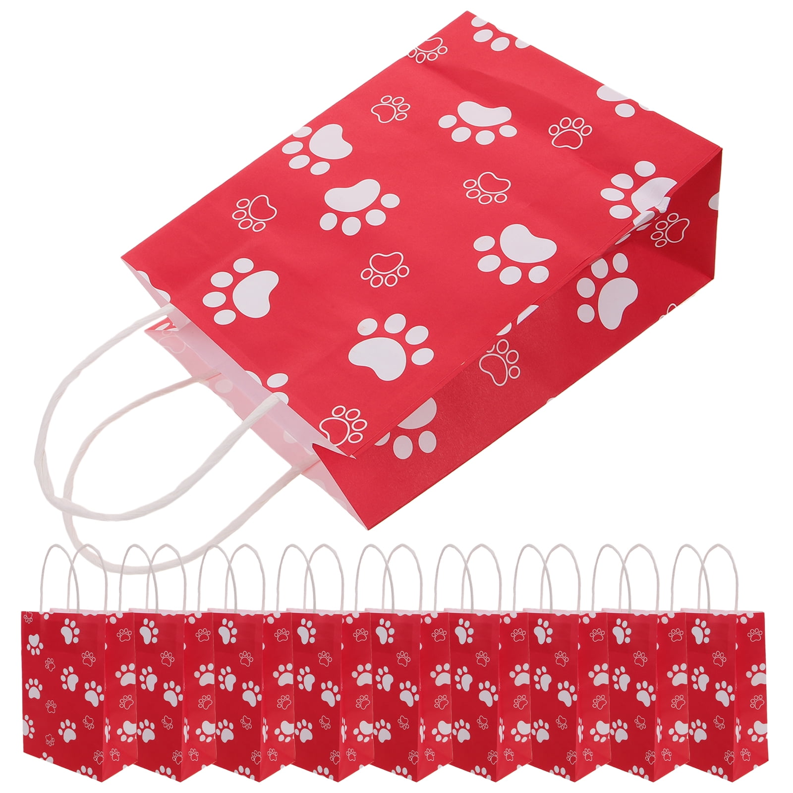 WORGEOUS Dog Paw Print Bags Red 12Set For Party Favor Bags Handheld ...