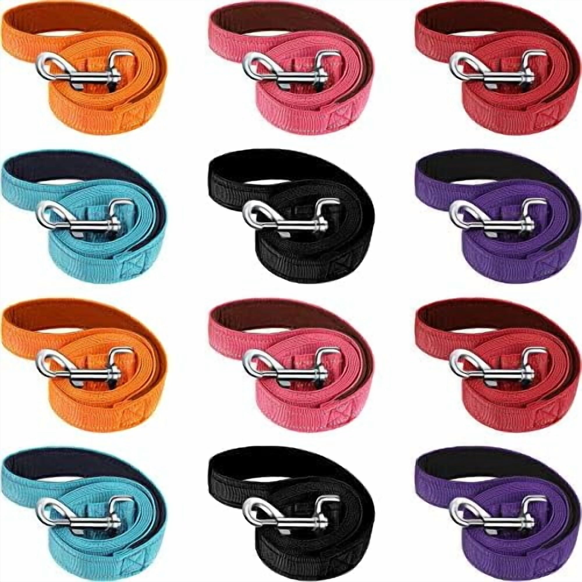12 Pcs Double Sided Reflective Dog Leash with Soft Padded Handle, Bulk ...