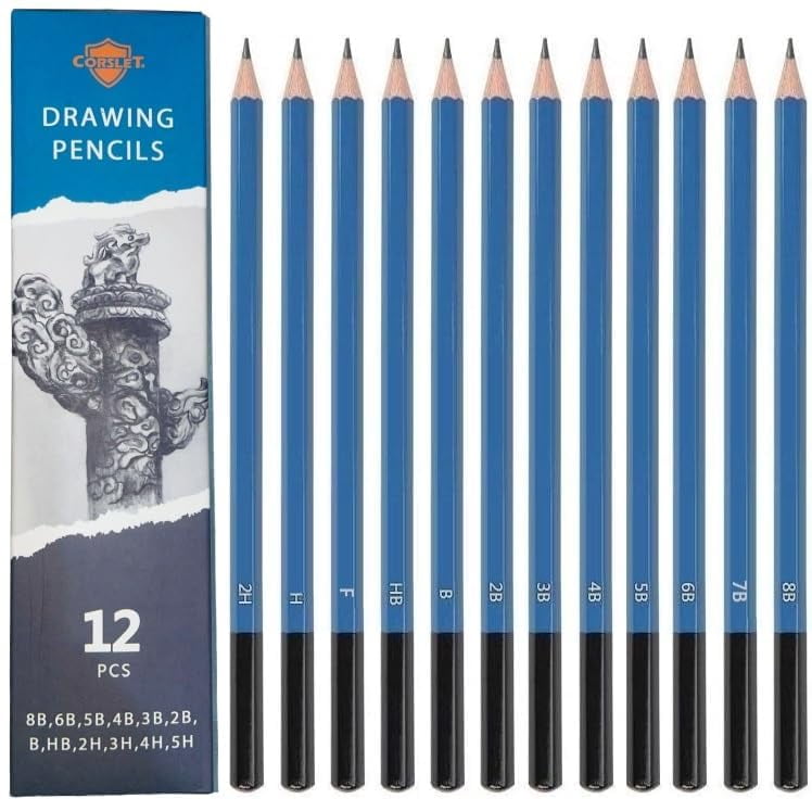 12 Pcs Drawing Pencil Sketch Pencil Set Shading Pencils Set Graphite ...