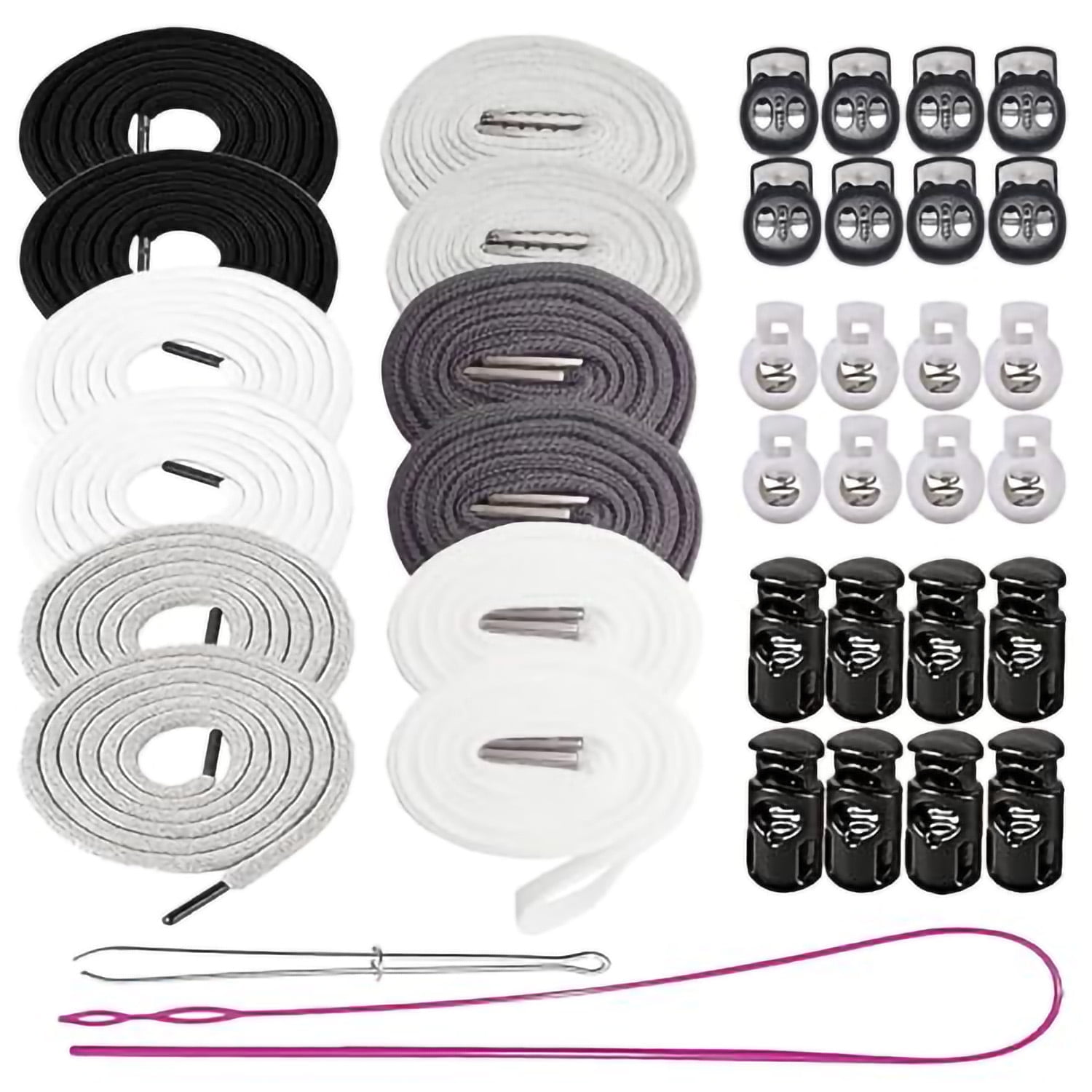 Thivcen 12 Pcs Drawstring Cord with Metal Tips, Cord Locks, Threader ...