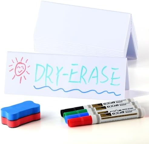 12 Pcs Dry Erase Name Tent Cards for Table, Reusable Name Cards 8.75" x ...