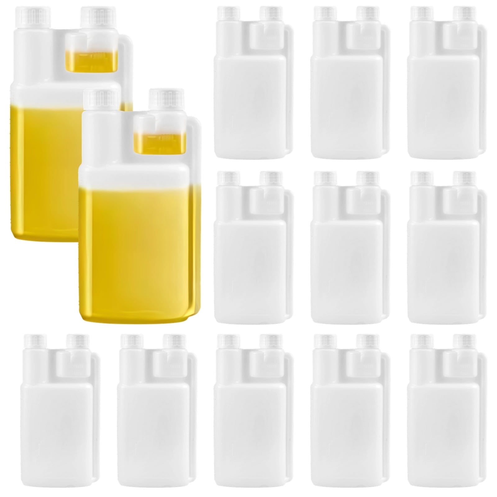 12 Pcs Plastic Flask with Built in 1oz Shot Glass Graduated Chamber ...