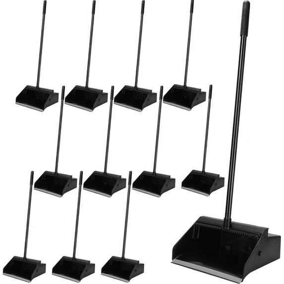 12 Pcs Dust Pans with Long Handle Set 36.6 Inch Commercial Dust Pan ...