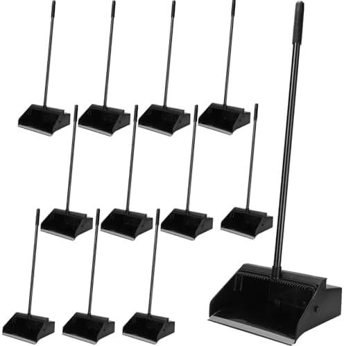 12 Pcs Dust Pans with Long Handle Set 36.6 Inch Commercial Dust Pan ...