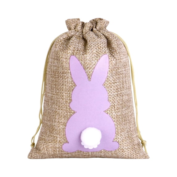 12 Pcs Easter Bunny Gift Bag with Drawstring Easter Burlap Drawstring ...