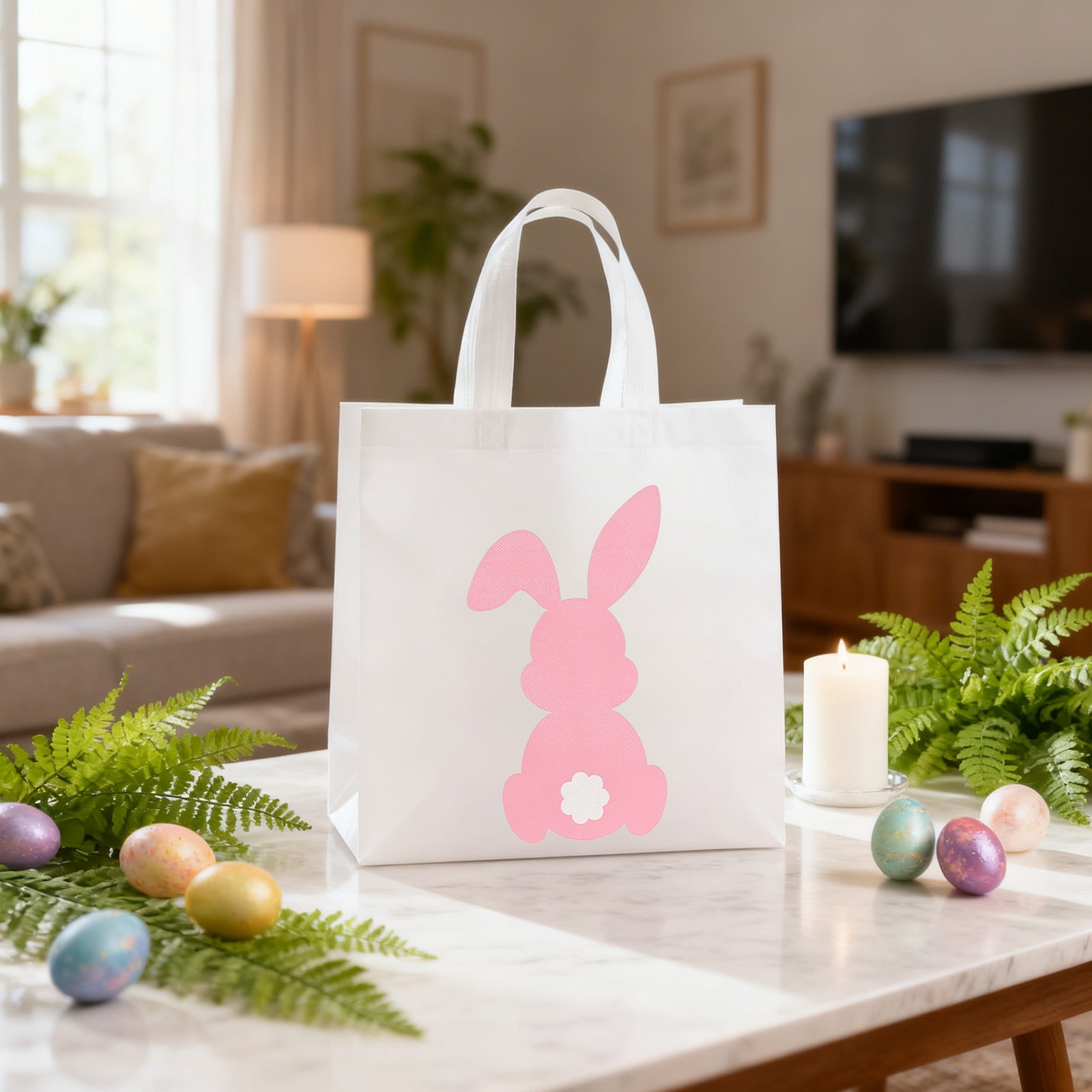 12 Pcs Easter Bunny Non-Woven Gift Bags - Reusable Tote Treat Bags ...