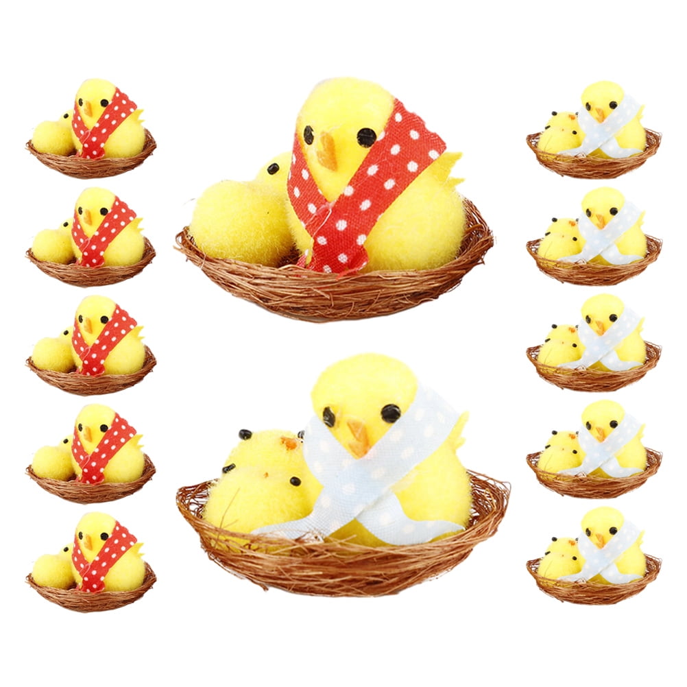 12 Pcs Easter Chick Plush Figure Toys Mini Chicks Fluffy Chickens ...