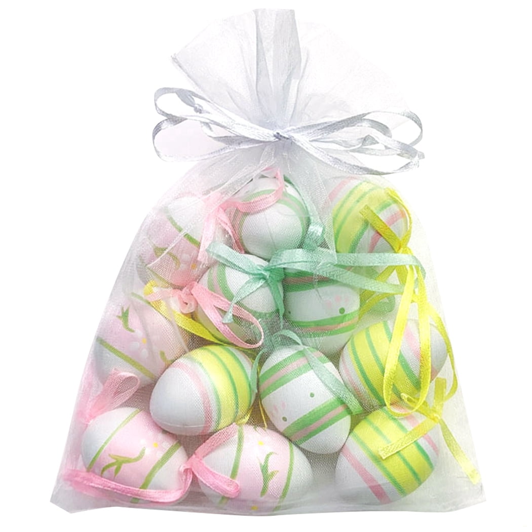 12 Pcs Easter Egg Ornaments, Mini Cute Hanging Decorations for Trees ...