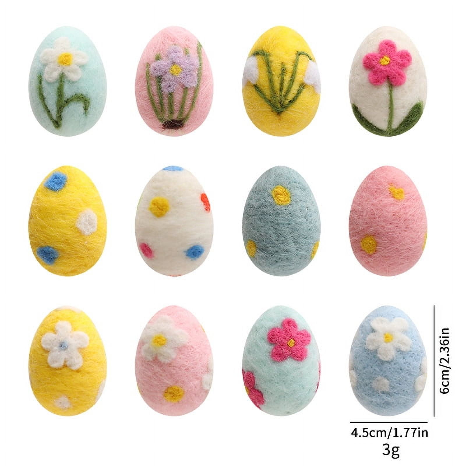 12 Pcs Easter Felted Eggs Bulk Basket Decor,Large Pastel Easter Egg ...