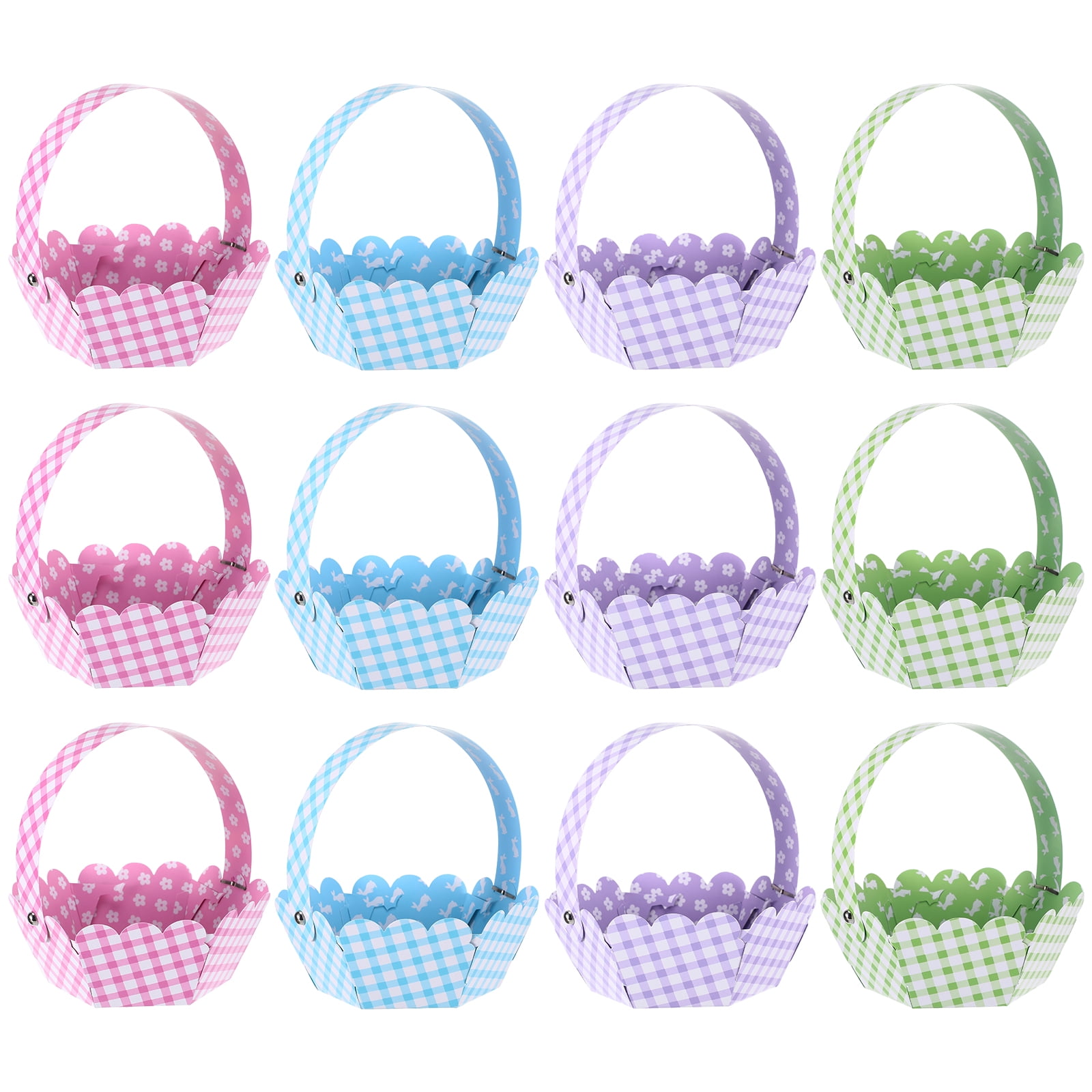 12 Pcs Egg Mini Easter Baskets Rabbit Chick Portable Assorted Color ...