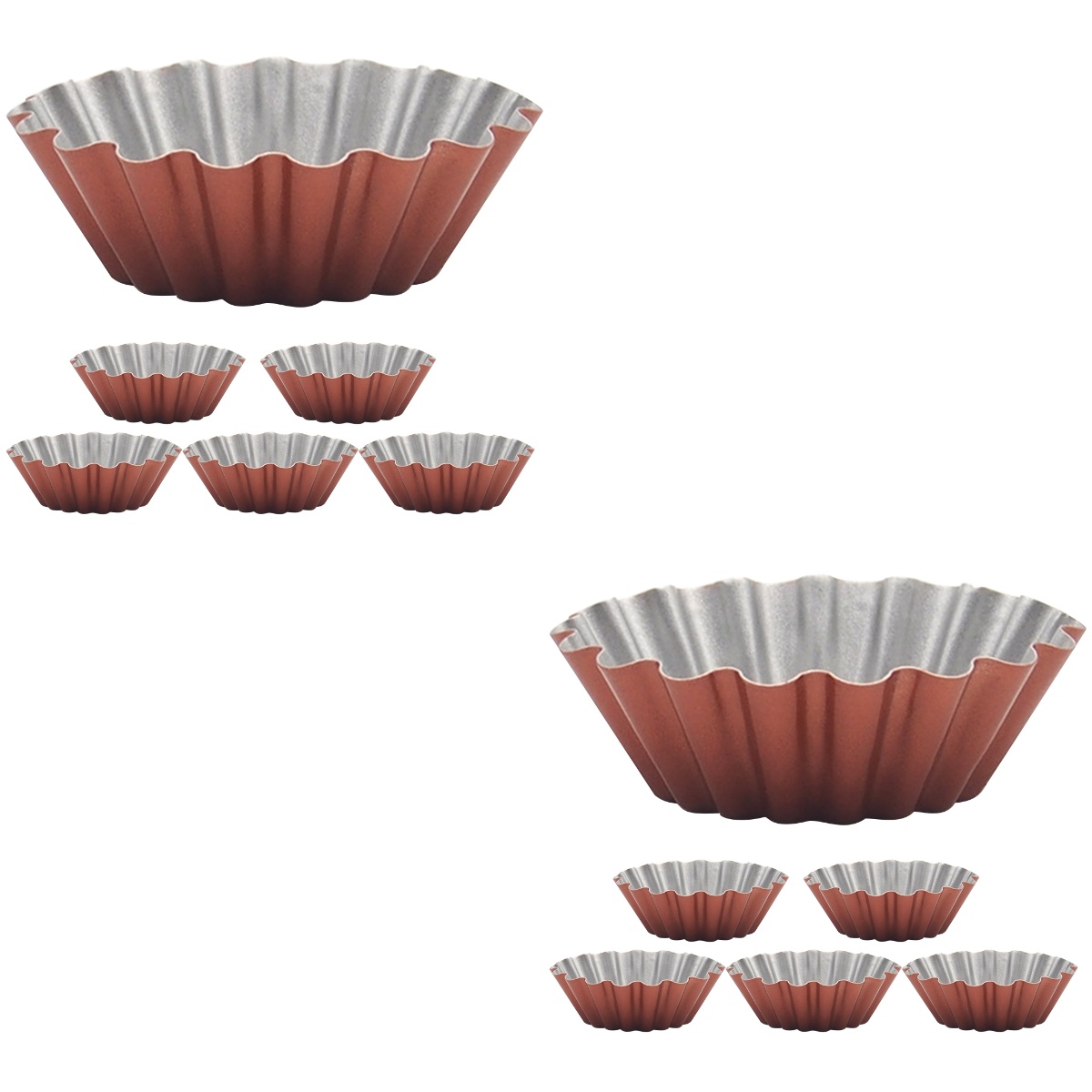 12 Pcs Egg Tart Mold Carbon Steel Cake Muffin Moulds Tins Pans Non ...