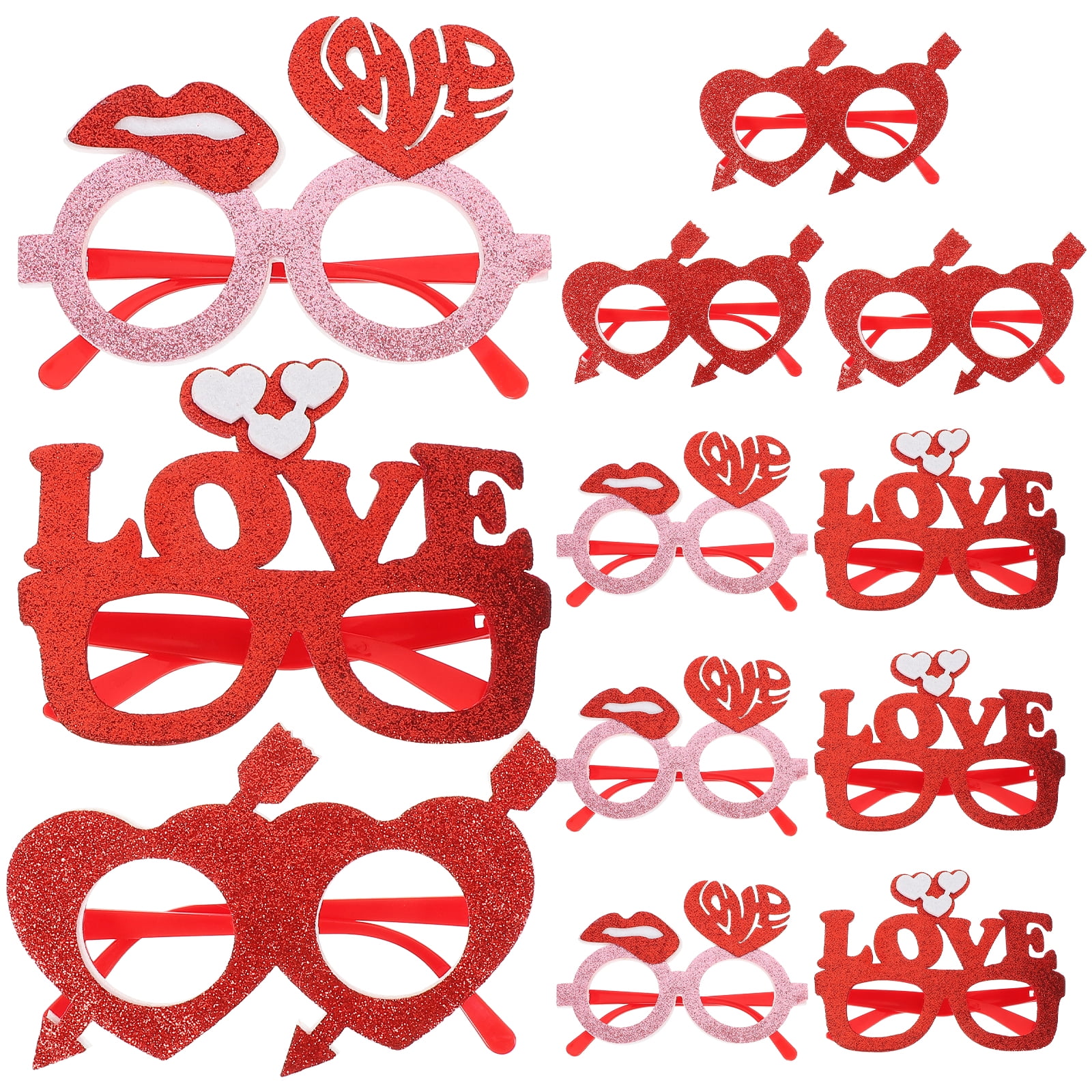 12 Pcs Eyeglasses for Valentine Themed Portable Heart Sunglasses Glow ...
