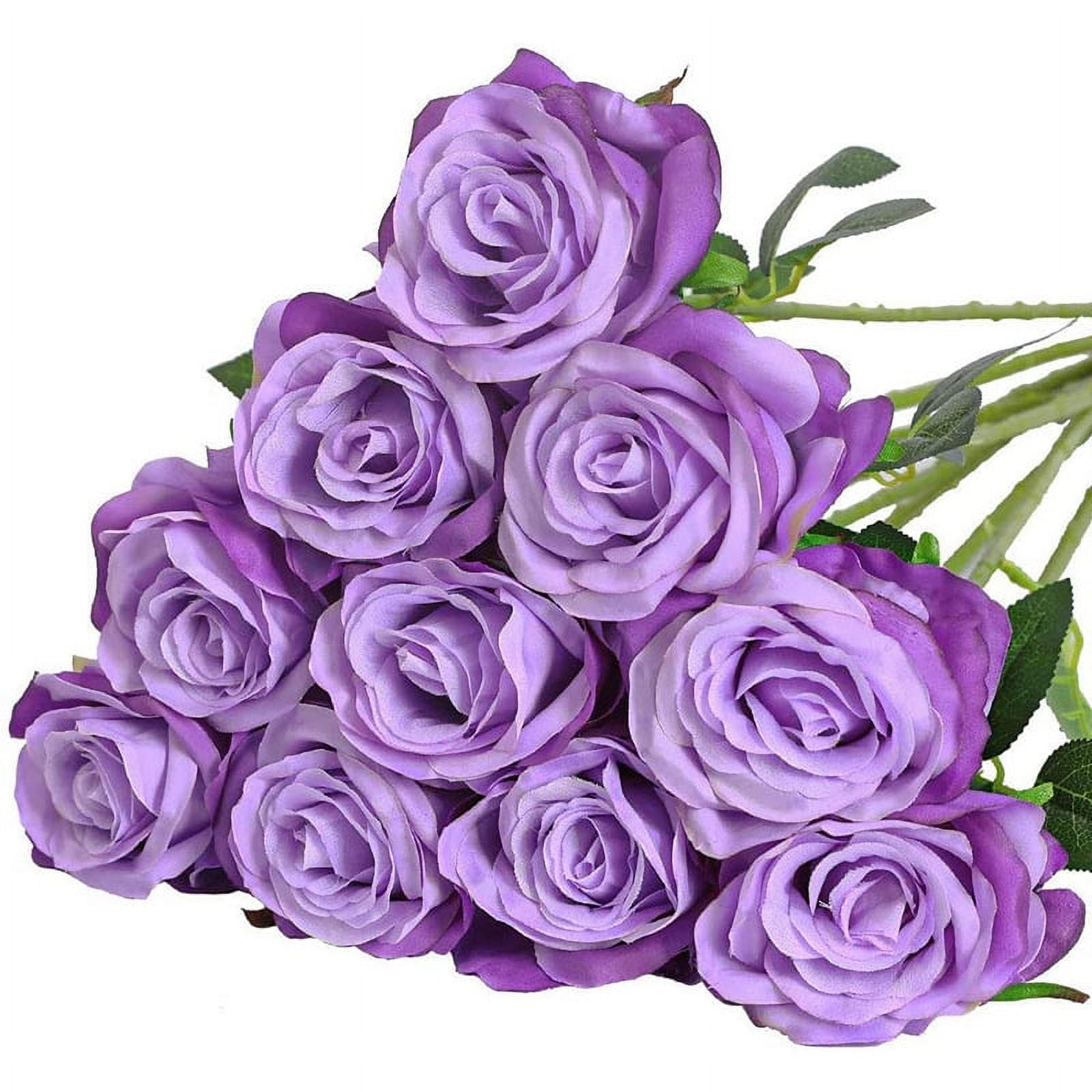 12 Pcs Fake Roses Artificial Flowers Silk Rose Flower Bouquet for ...