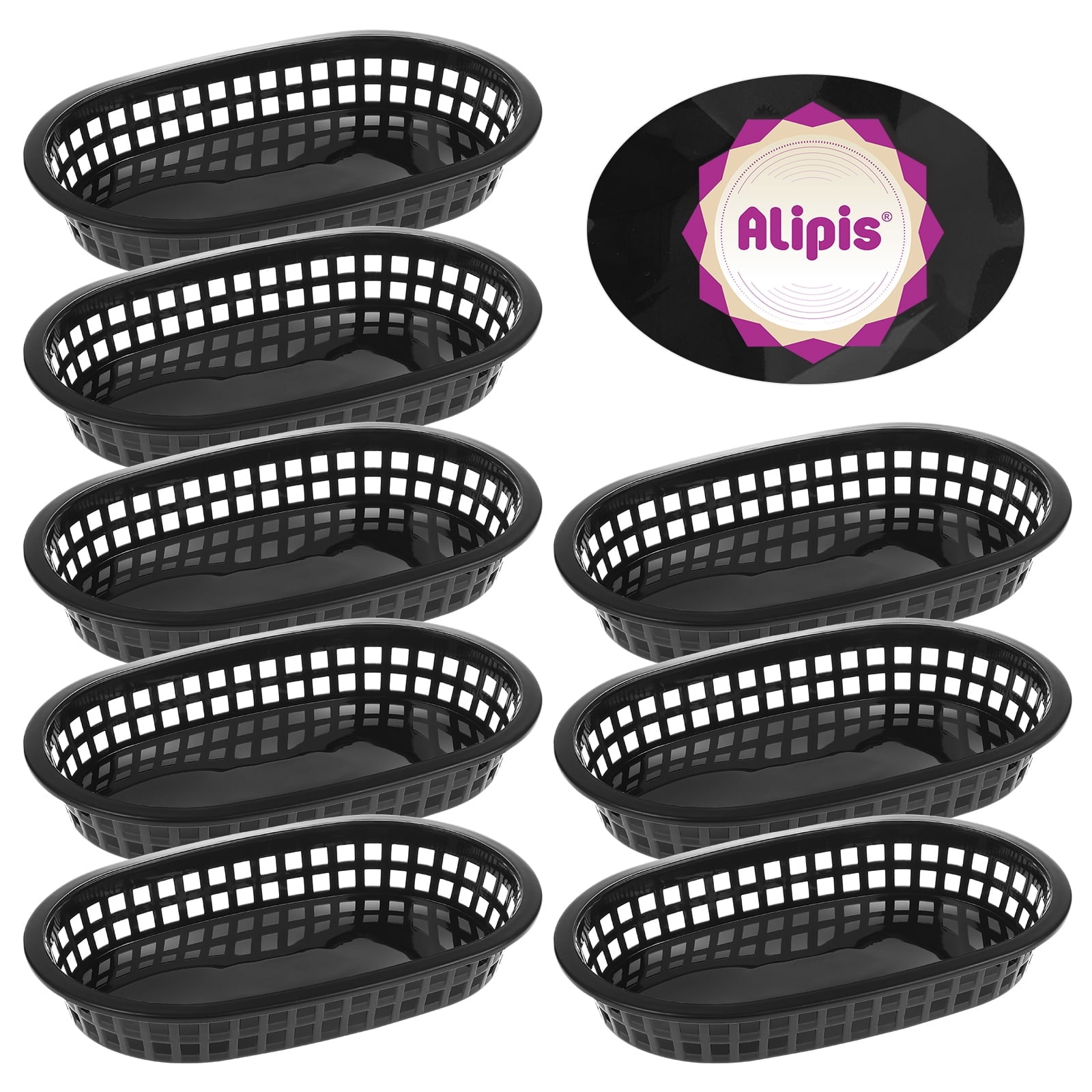 12 Pcs Fast Food Baskets Oval-Shaped Food Service Trays for Restaurant ...