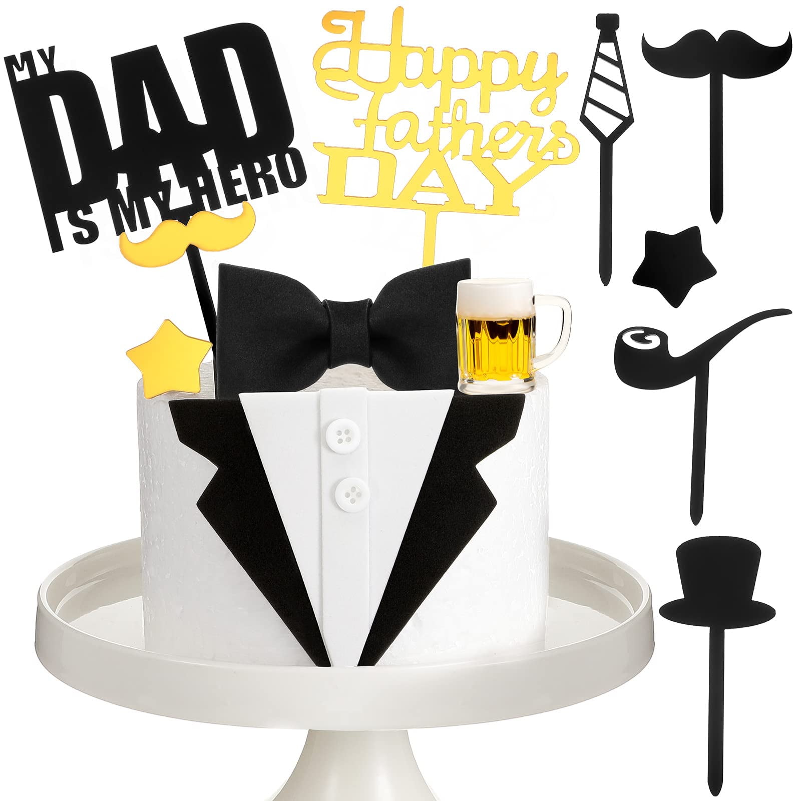 12 Pcs FathersTRDN Day Decorations Dad Happy Birthday Cake Toppers for ...