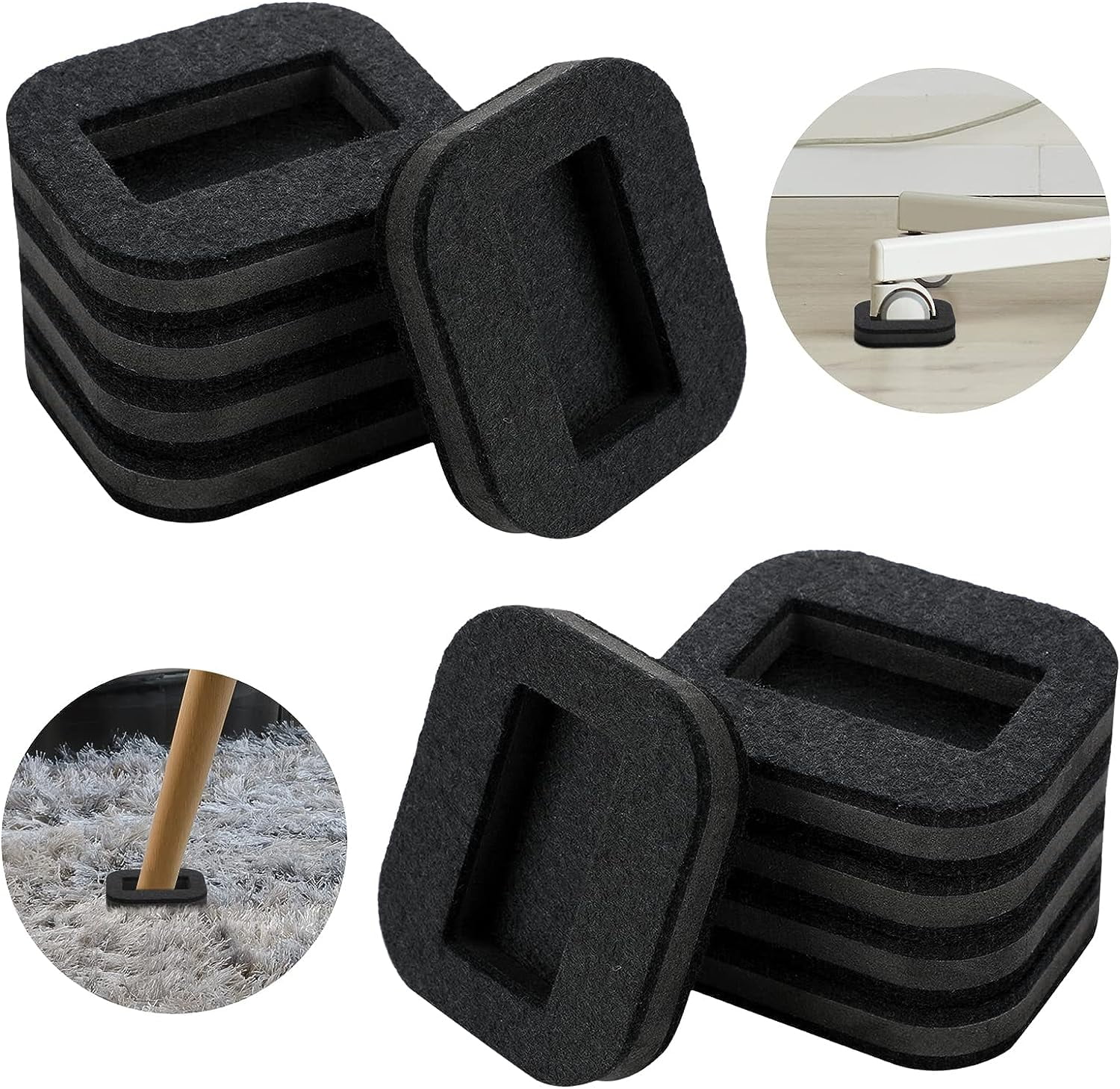 12 Pcs Felt Caster Cups Furniture Pads for Hardwood Floors Bed Wheel ...