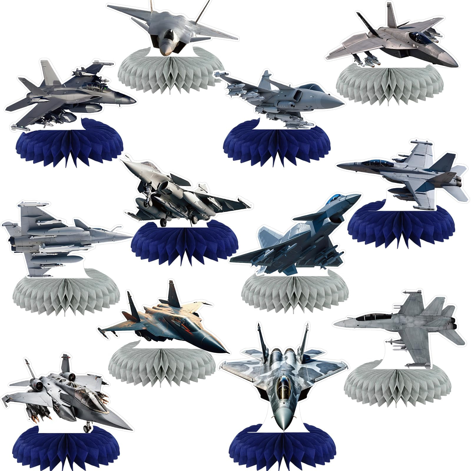 12 Pcs Fighter Party Decorations Air AIS1 Force Honeycomb Centerpiece ...
