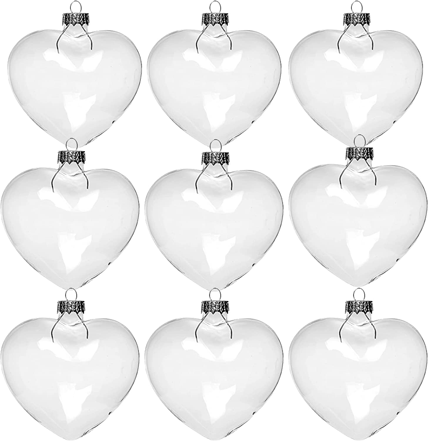12 Pcs Fillable Glass Heart Ornaments for Crafts 60mm/2.36" for DIY ...