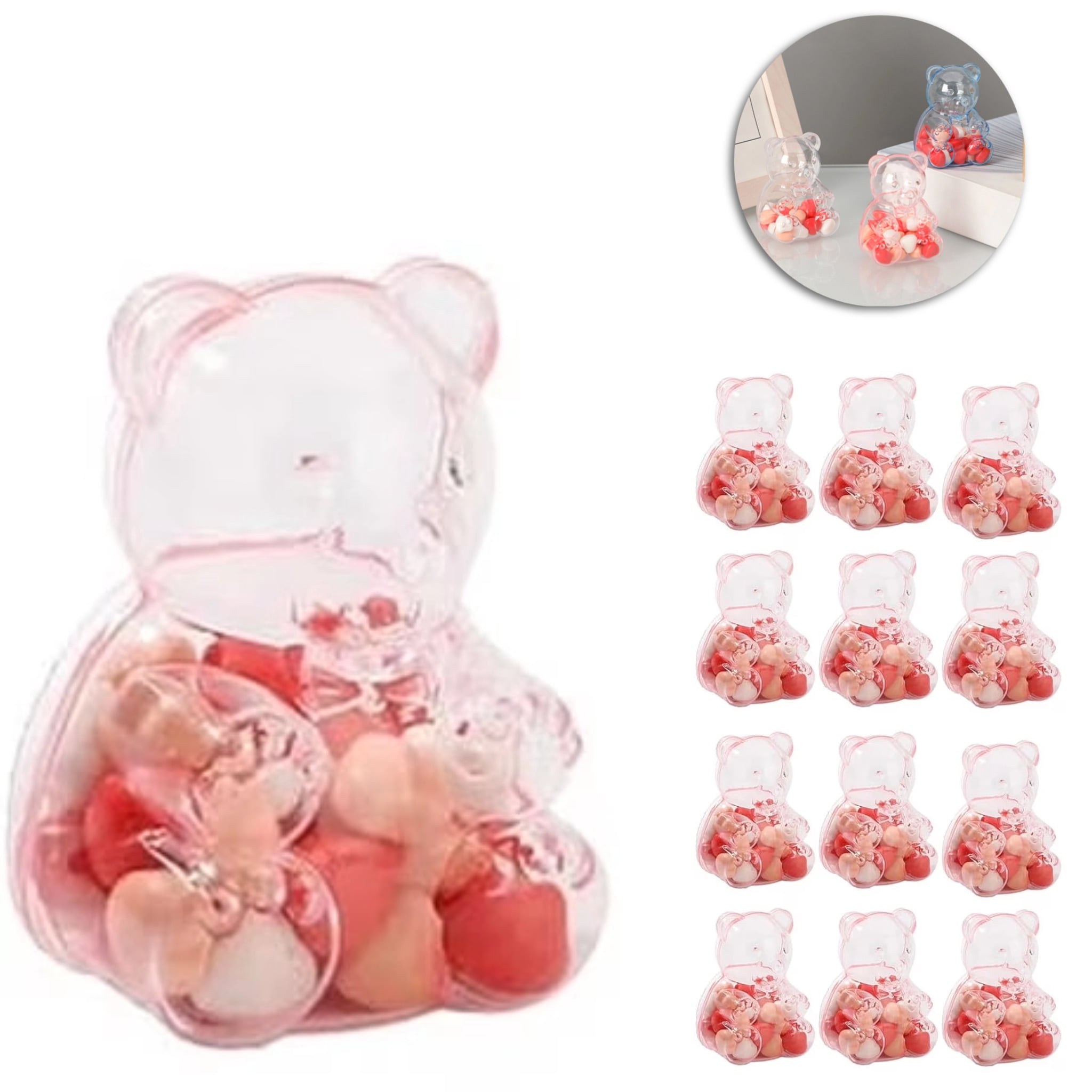12 Pcs Fillable Teddy Bear Containers, Large Clear Plastic Gummy Bear ...