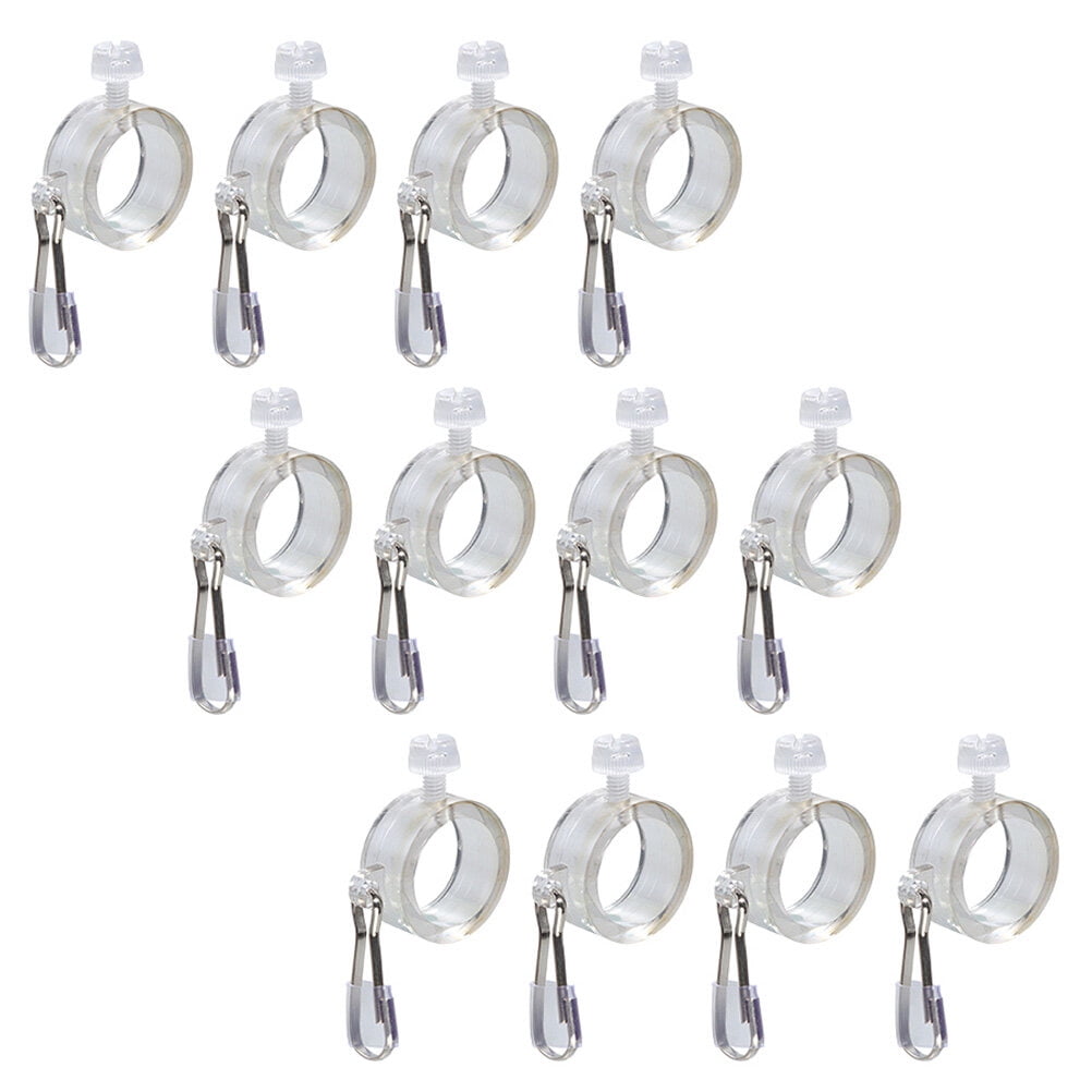 12 Pcs Flag Fixing Rings Pole Clips Poles Hooks Bungees Transparent ...