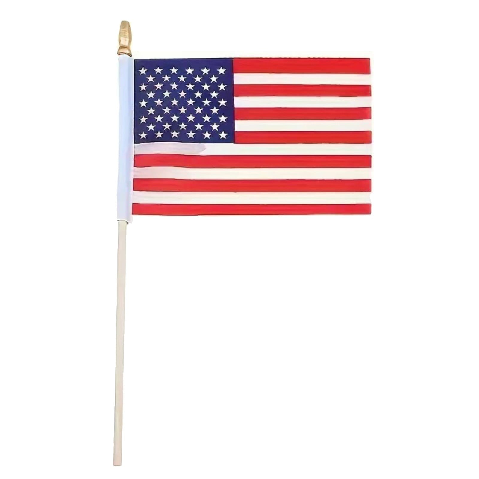 12 Pcs Flag Hand-waved Flagpole Wooden Pole Gold Tip Plastic Polyester ...