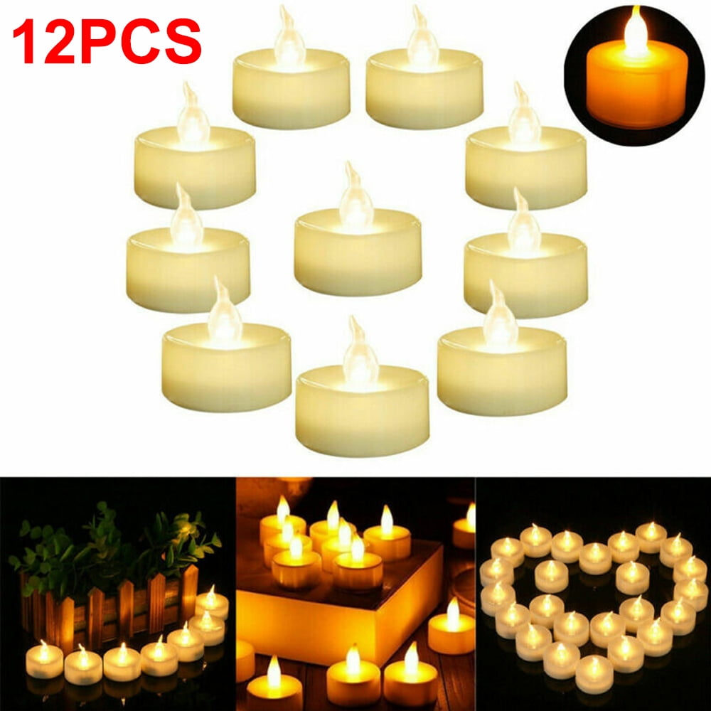 12 Pcs Flameless LED Candle Tea Lights, Battery Operated LED Votive ...