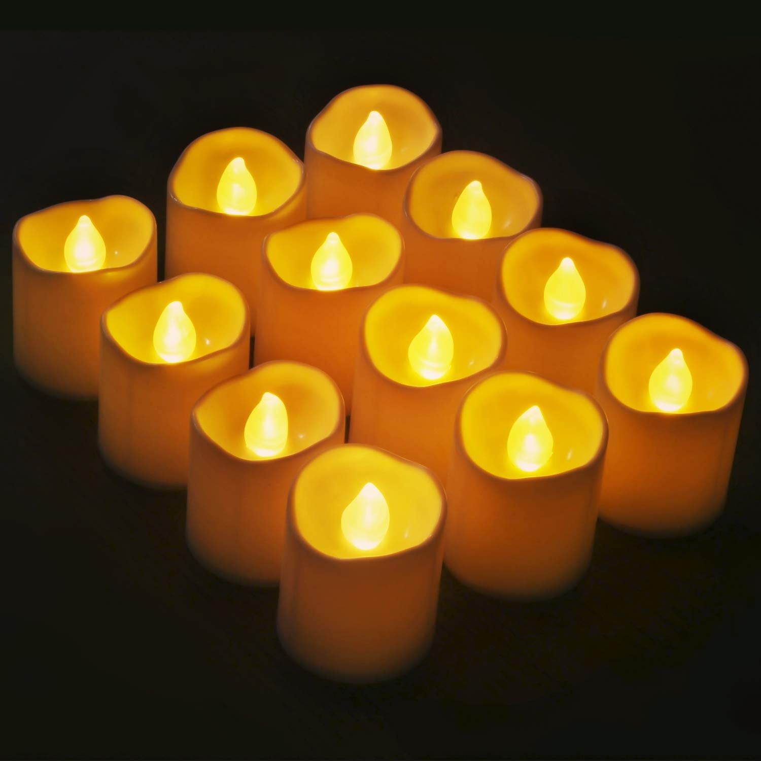12 Pcs Flameless LED Tea Light Candles, Battery Operated, Warm Yellow ...