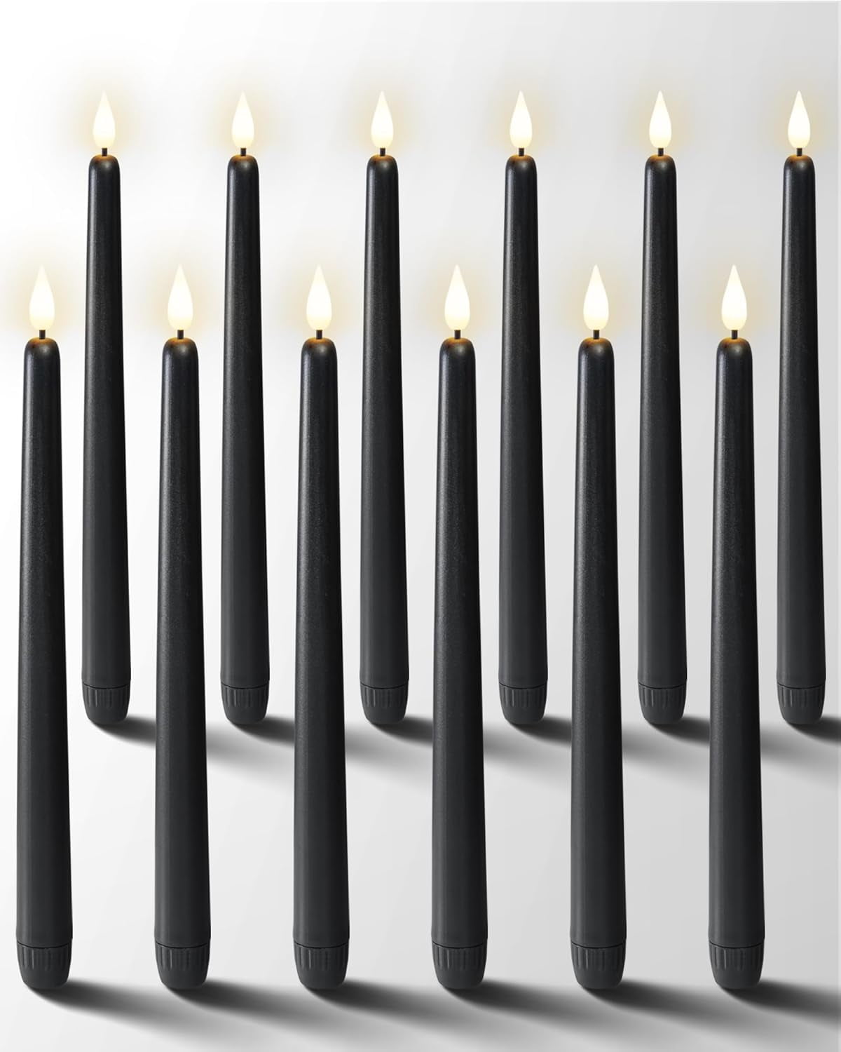 12 Pcs Flameless Taper Candles with Remote Timer Dimmer 11 inches Ivory ...