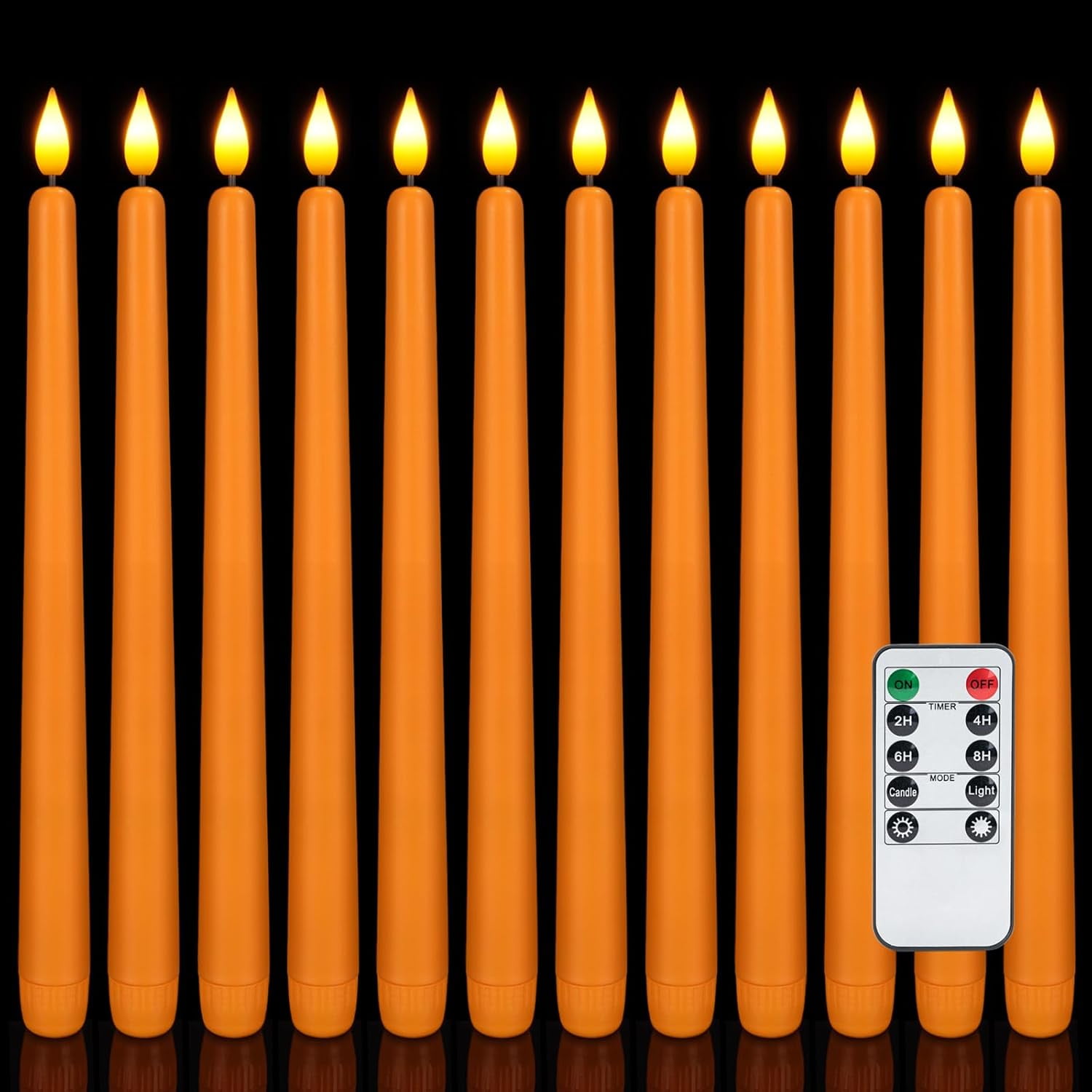12 Pcs Flameless Taper Candles with Remote Timer Dimmer, 11 inches ...