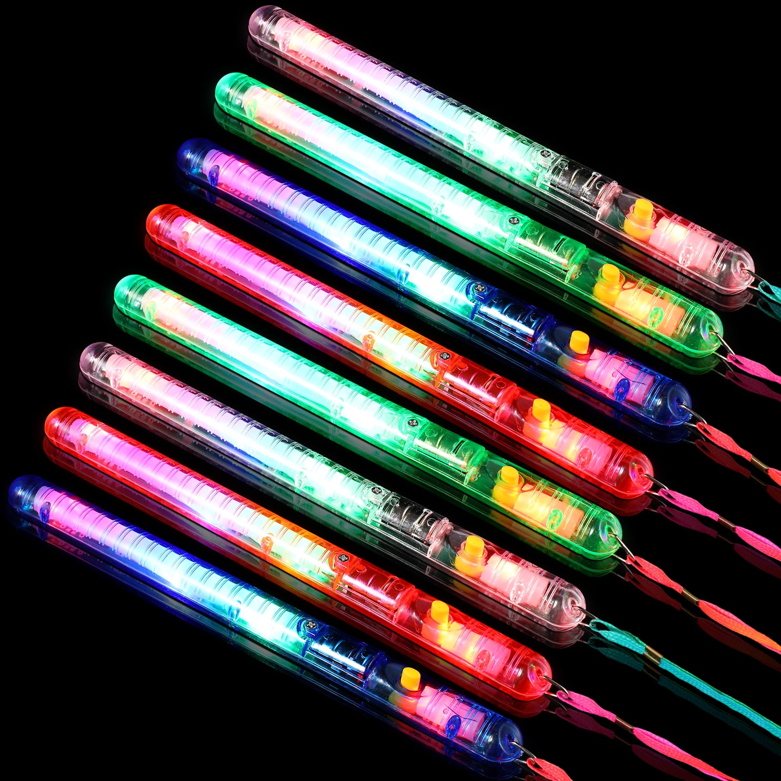 12 Pcs Flashing LED Wand Sticks with Lanyards Light up Wands Glowing ...