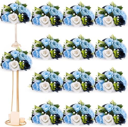 12 Pcs Flower Balls Wedding Rose Centerpieces Silk Flower Kissing Balls ...