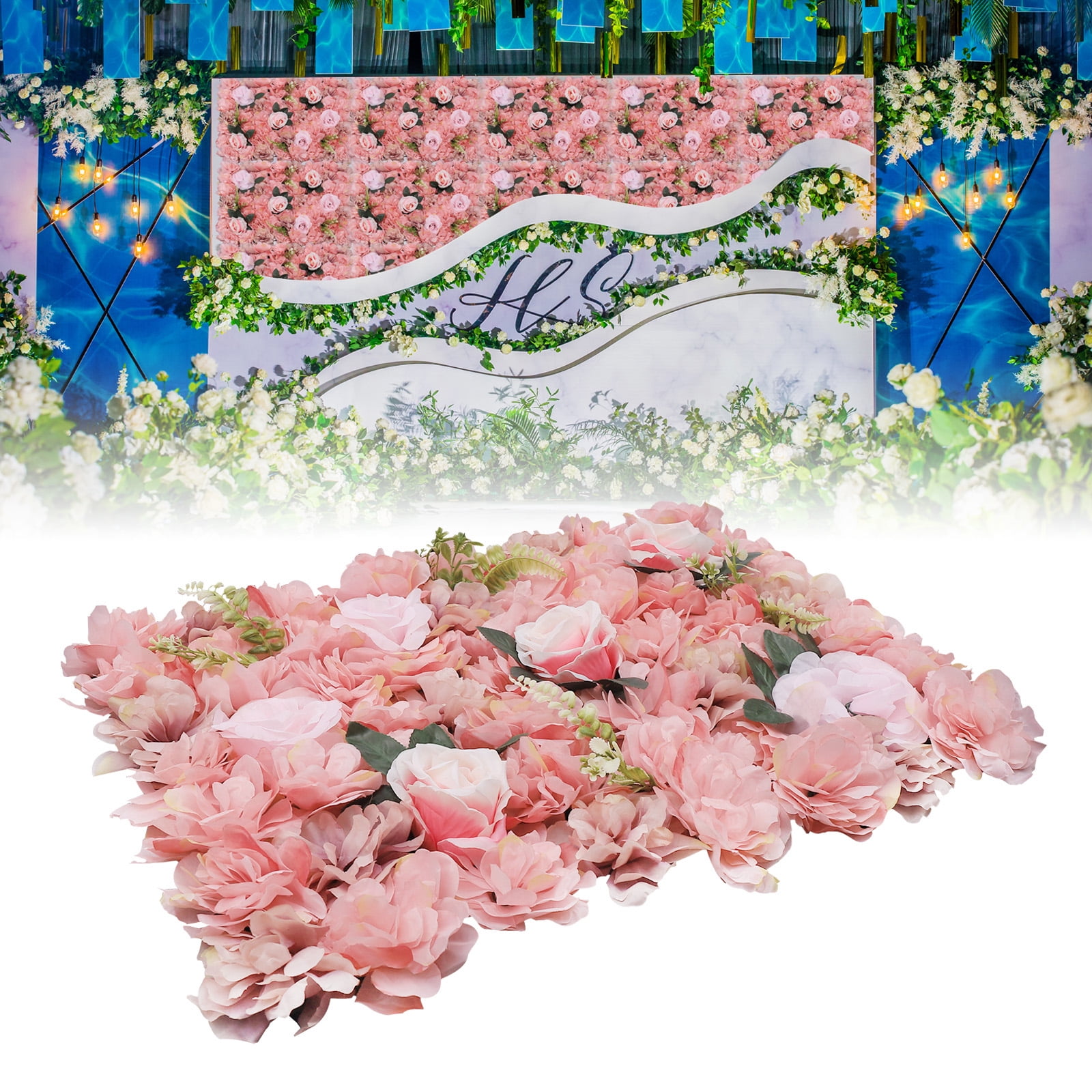 12 Pcs Flower Wall Panels Roses Hydrangeas Wedding Party Venue Backdrop ...